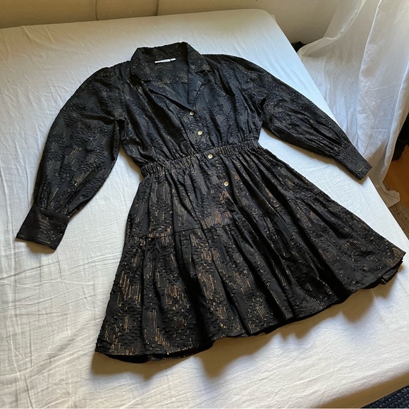 Roller Rabbit | Dresses | Roller Rabbit Black Gold Metallic Ikat Long ...